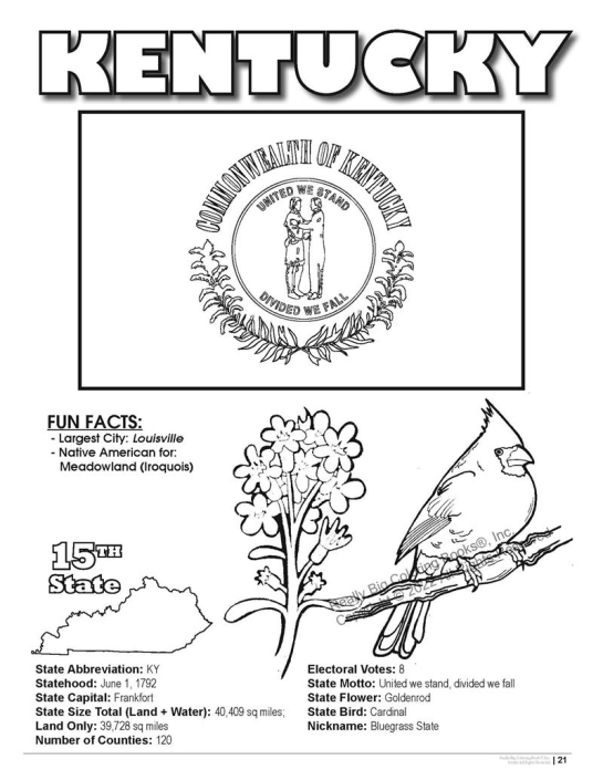 Kentucky State Coloring Book 8.5 x 11 - Really Big Coloring Books®