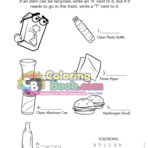 Recycling Imprintable Coloring and Activity Book
